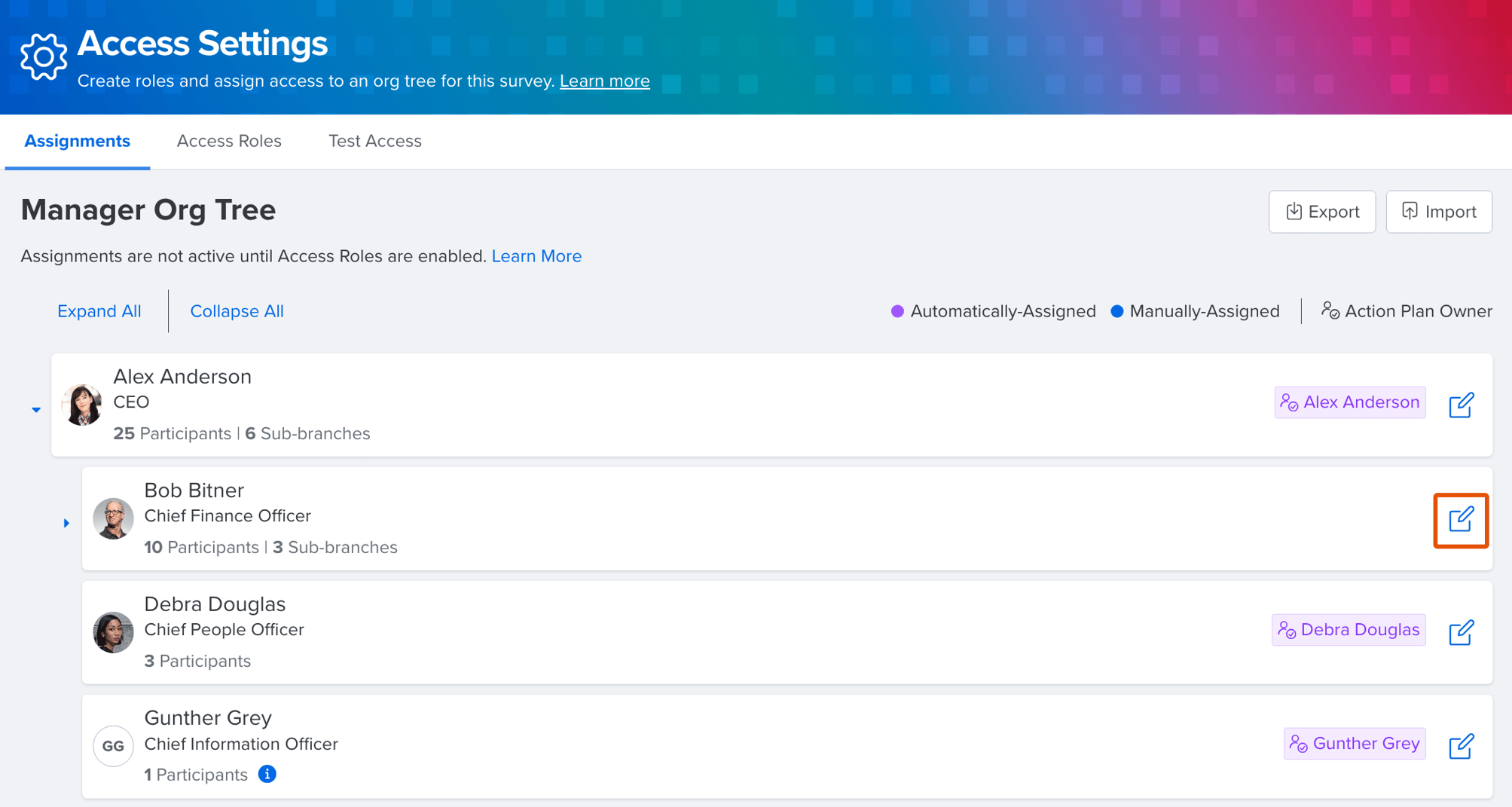 Survey Access Settings