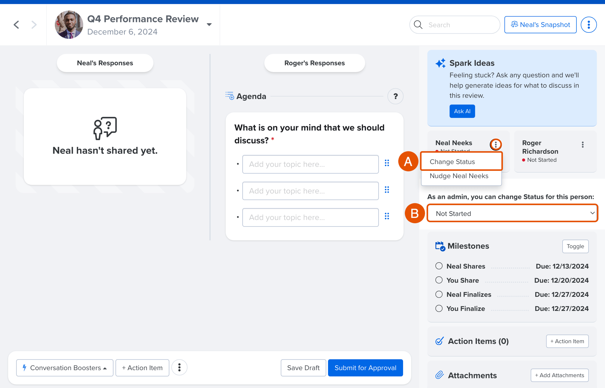 Update the Status of a Performance Review