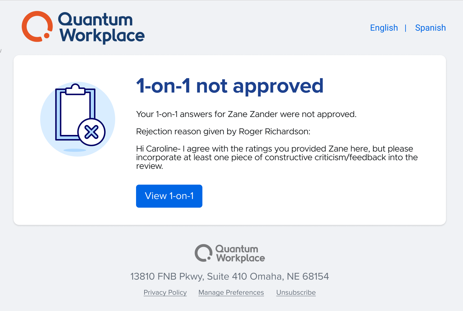 1-on-1 Approval Process