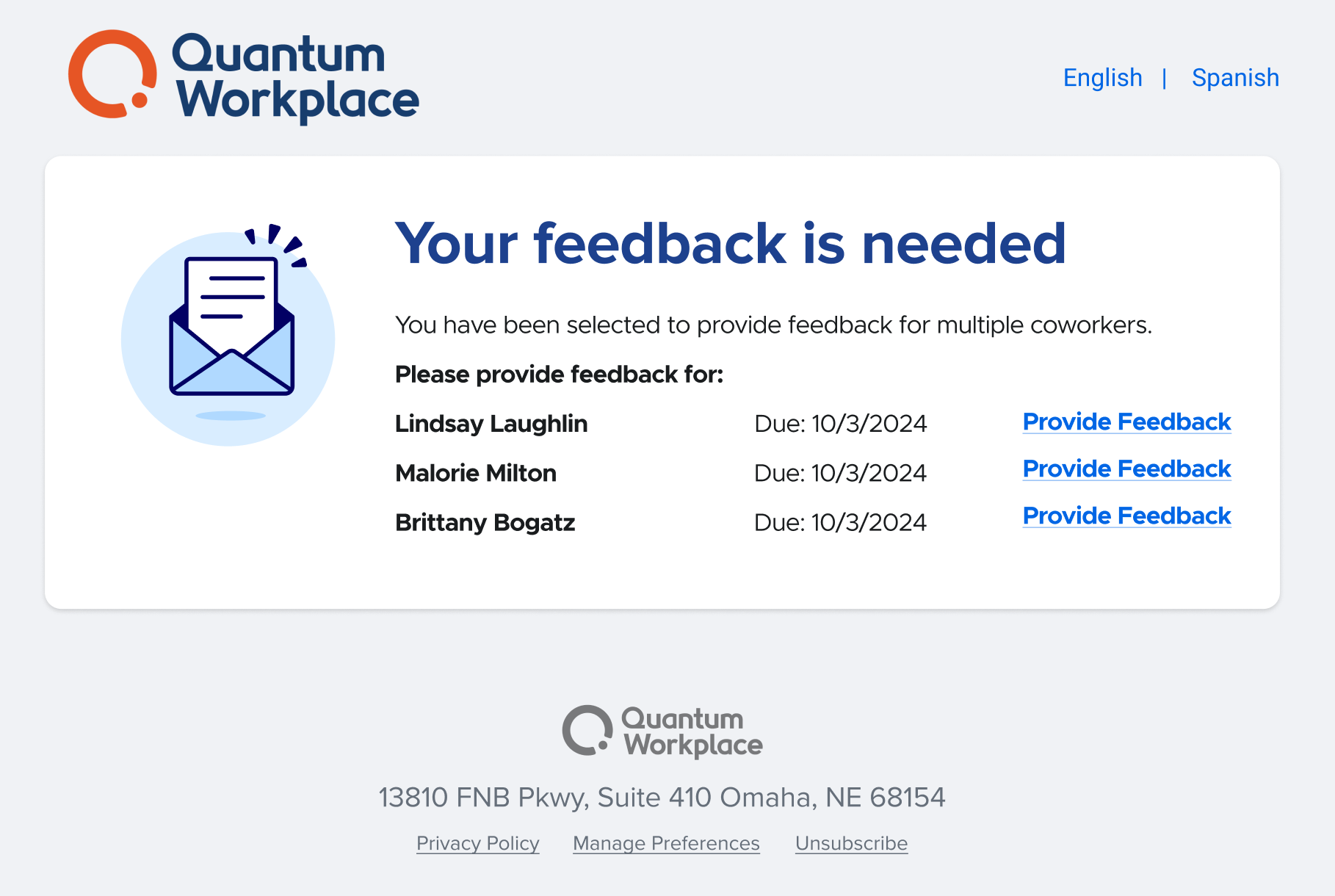 Feedback: Email Notifications