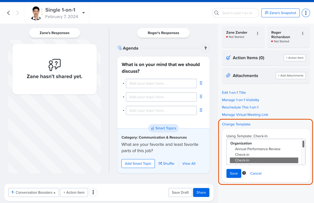 Change Templates for 1-on-1s