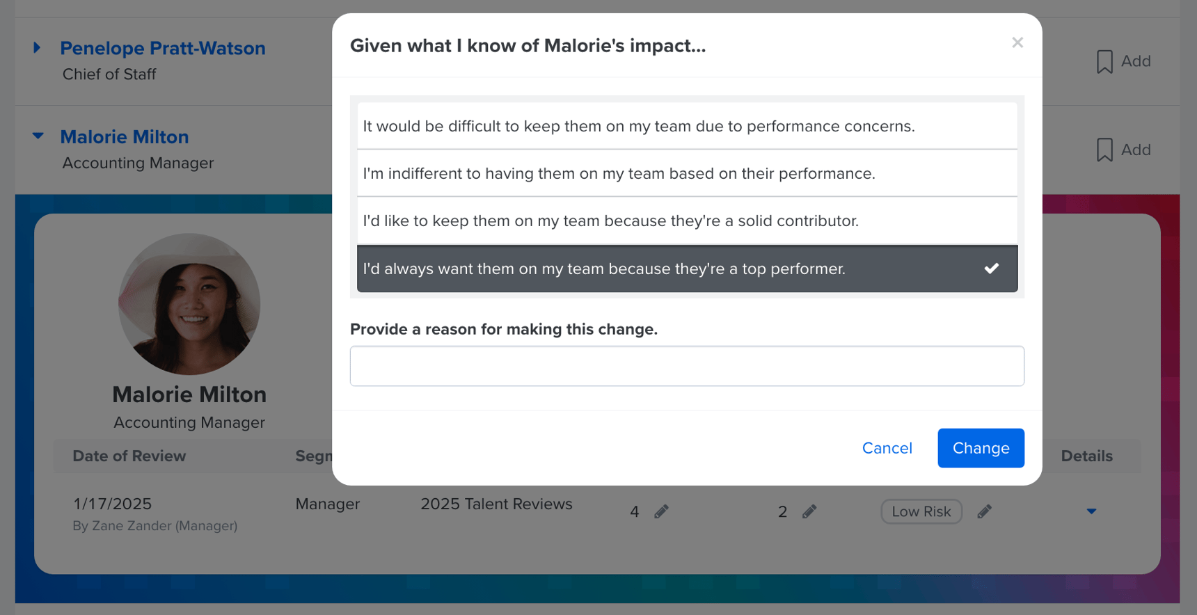 Update Talent Review Ratings