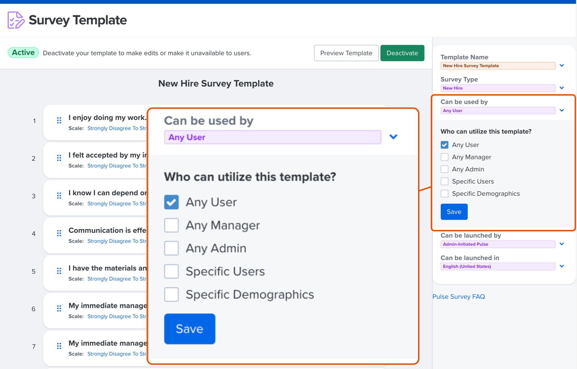 Use a Survey Template with a Survey