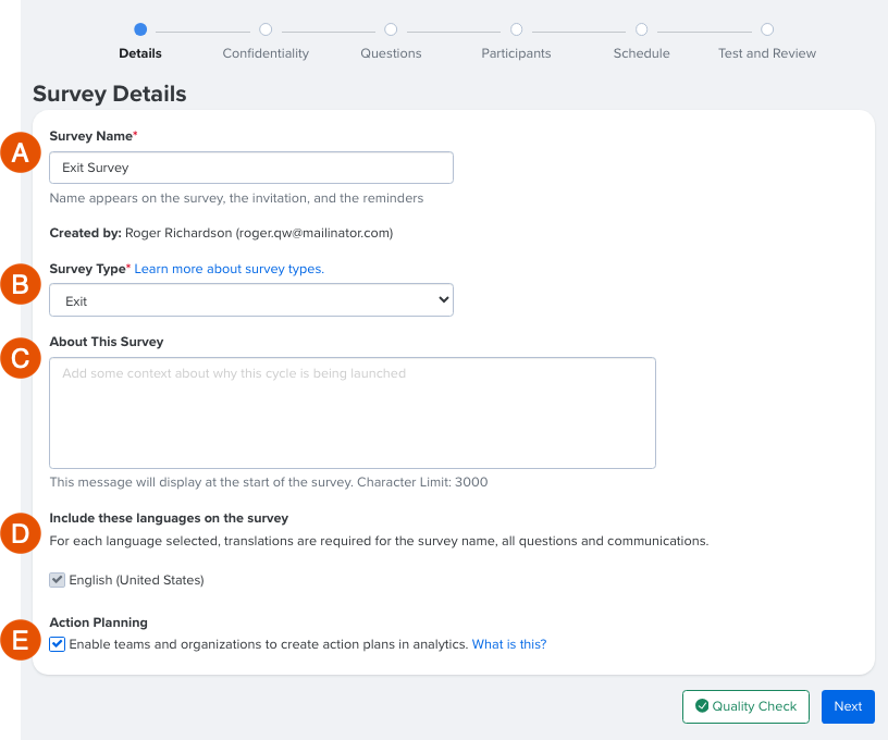 Launch an Exit Survey