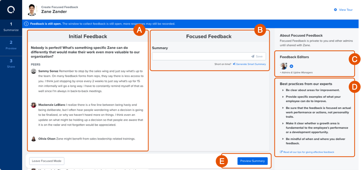 Create & Share Focused Feedback Summaries