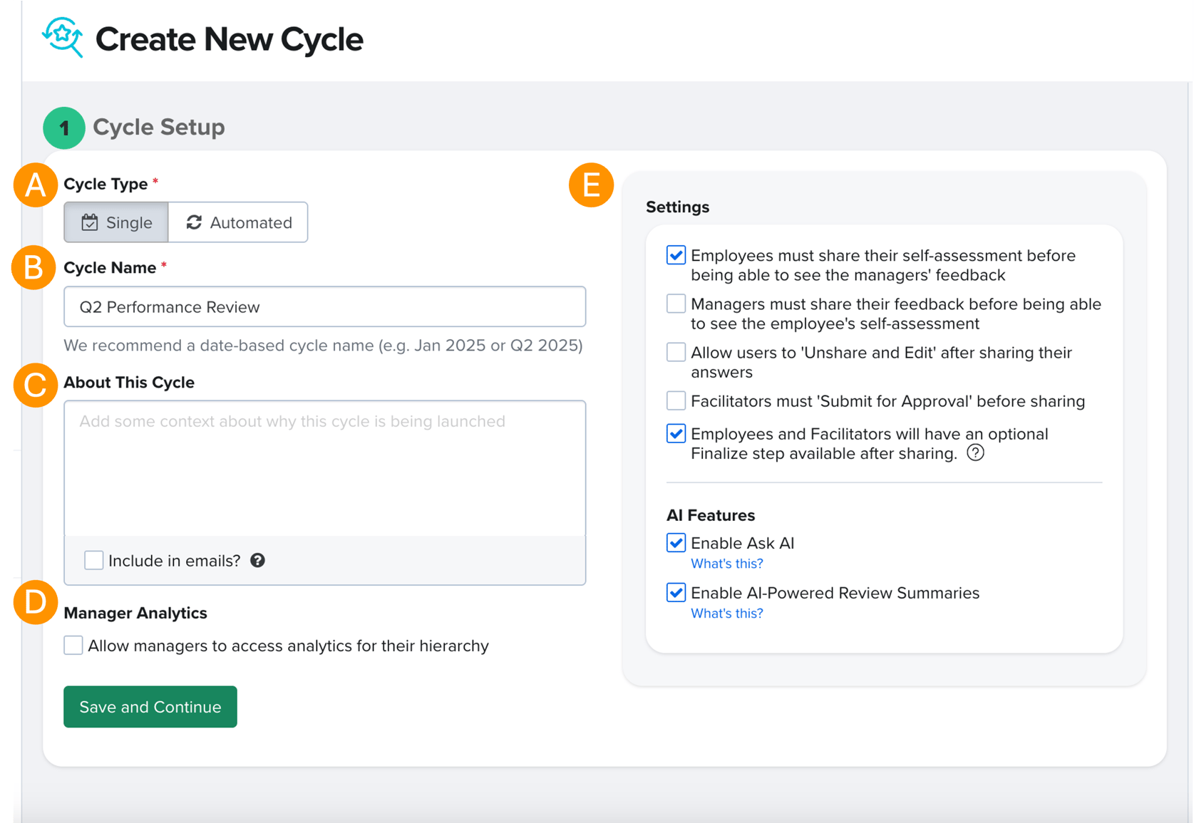 Launch a Single Performance Review Cycle