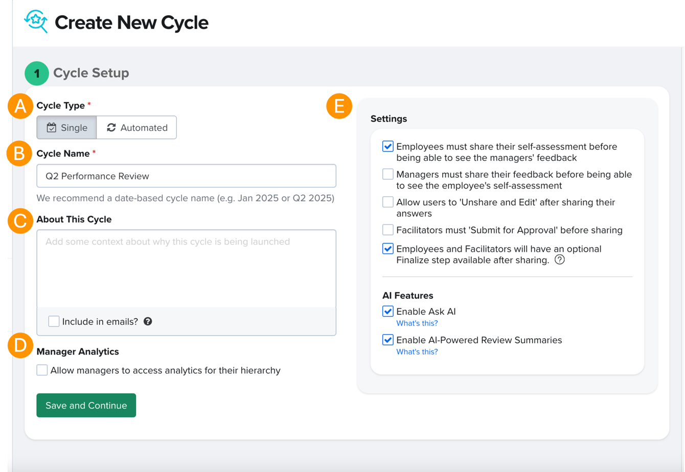 Launch a Single Performance Review Cycle